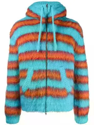 Marni Striped Knitted Hoodie - Blue