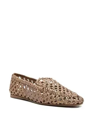 FORTE_FORTE Woven Metallic Leather Flat Pumps