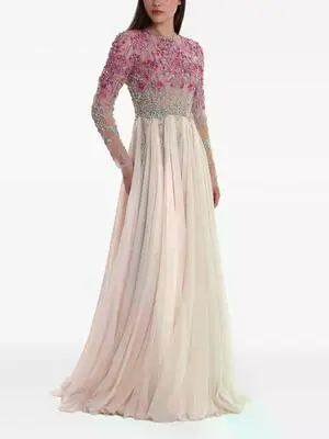 DINA MELWANI Hand-embroidered Crystal Gown