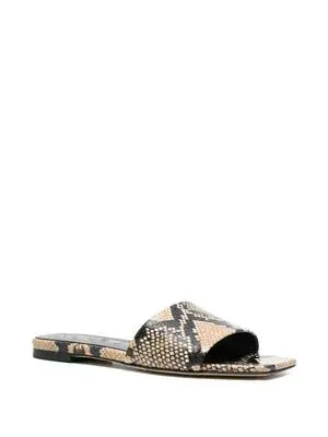 AeydĒ Anna Snakeskin Sandals - Neutrals