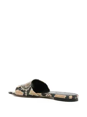 AeydĒ Anna Snakeskin Sandals - Neutrals