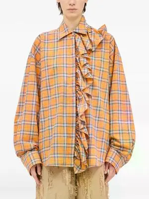 MSGM Ruffled Check Shirt