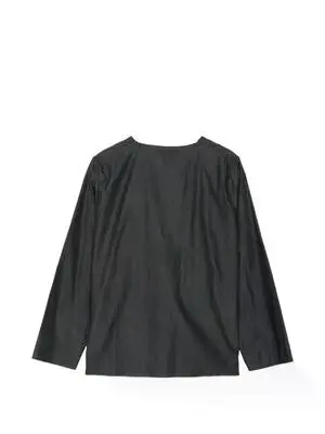 PRIVATE 0204 Buttoned Collarless Blouse