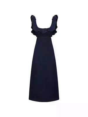 Zimmermann Aster Ruffled Denim Dress - Blue