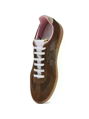 MAISON MARGIELA Replica Suede And Mesh Lace-up Sneakers - Brown