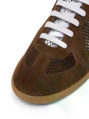 MAISON MARGIELA Replica Suede And Mesh Lace-up Sneakers - Brown