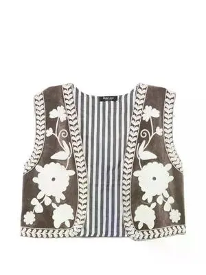 BLAKLACE Floral Embroidered Waistcoat - Brown