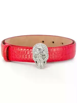 Philipp Plein Skull Plaque Belt - Red