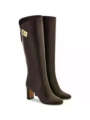 FERRAGAMO Hug Buckle Knee High Boots - Brown