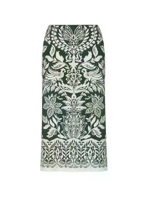 Farm Rio Floral High-waisted Skirt - Green