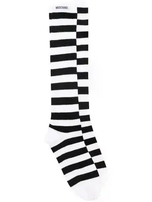 Moschino Knee-length Striped Socks - Black