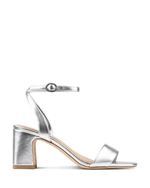 DONALD PLINER Doyenne Ankle Strap Block Heel Sandals - Silver