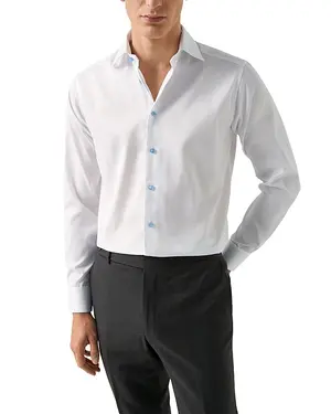 Eton Contemporary Fit Light Blue Details Signature Twill Shirt