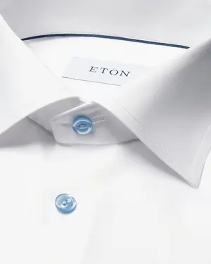 Eton Contemporary Fit Light Blue Details Signature Twill Shirt