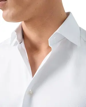 Eton Contemporary Fit Solid Textured Twill Shirt - White