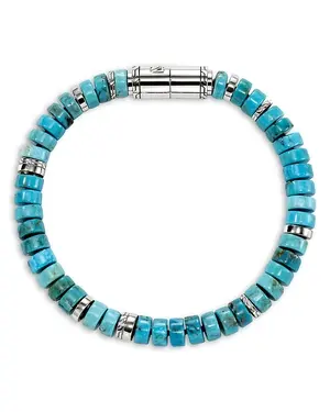 John Hardy Sterling Silver Heishi Bead Bracelet - Silver/turquoise