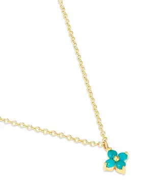 Zoe Chicco 14k Yellow Turquoise Flower Pendant Necklace - Gold