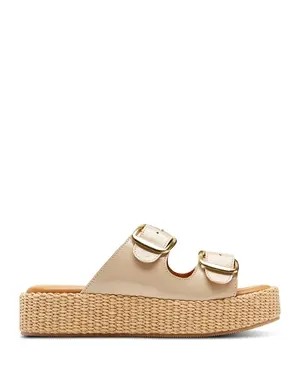 La Canadienne Shea Buckle Platform Sandals - Beige