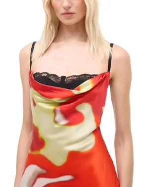 Staud Evangeline Silk Blend Dress - Red Zone