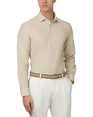 Boggi Milano Regular Fit Structured Polo Shirt - Sand