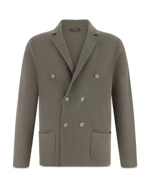 Boggi Milano Regular Fit Double Breasted Jacket - Mud