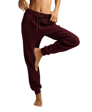 NEGATIVE Waffle Knit Jogger With High Waist And Pockets - Garnet