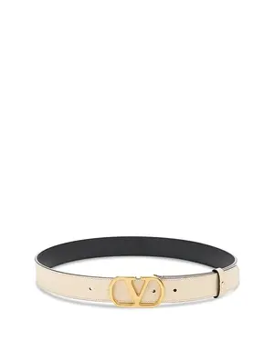 Valentino Garavani Vlogo Leather Belt - Black