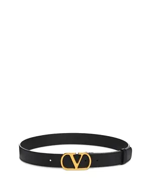 Valentino Garavani Vlogo Leather Belt - Black