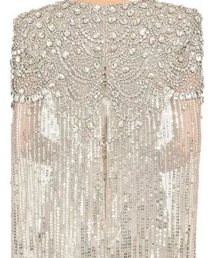 Jenny Packham Lotus Lady Sequin-embellished Cape Gown - Platinum
