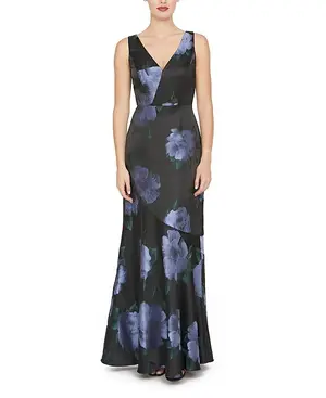 KAY UNGER Floral Print Gown