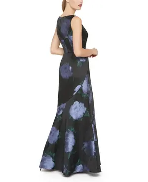 KAY UNGER Floral Print Gown