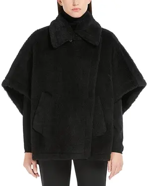 Max Mara Alpaca, Wool & Silk Teddy Poncho Jacket