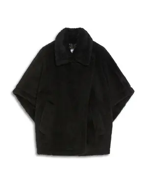 Max Mara Alpaca, Wool & Silk Teddy Poncho Jacket