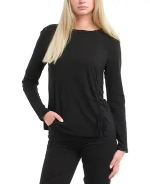 Wilt Long Sleeve Ruched Side Tee - Black
