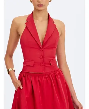 MISS CIRCLE NEW YORK Ursella Halter Single-breasted Lapel Top