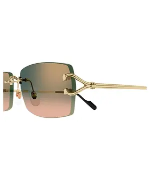 Cartier Rectangular Rimless Sunglasses - Gold
