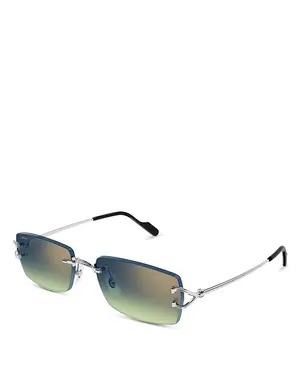 Cartier Rectangular Rimless Sunglasses - Silver/blue
