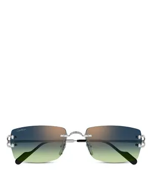 Cartier Rectangular Rimless Sunglasses - Silver/blue