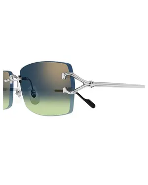 Cartier Rectangular Rimless Sunglasses - Silver/blue