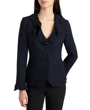 Santorelli Celeste Ruffle Tweed Jacket