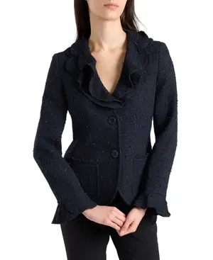 Santorelli Celeste Ruffle Tweed Jacket