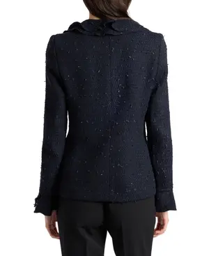 Santorelli Celeste Ruffle Tweed Jacket