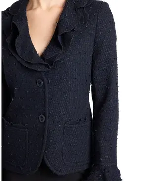 Santorelli Celeste Ruffle Tweed Jacket
