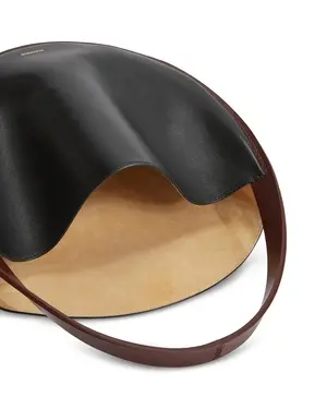 JIL SANDER Pivot Medium Leather Hobo Bag - Black