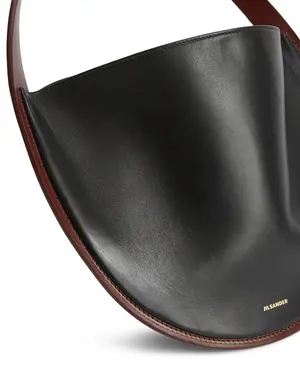 JIL SANDER Pivot Medium Leather Hobo Bag - Black