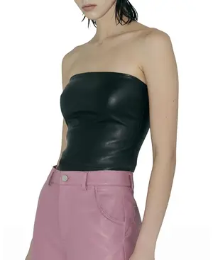 AS By DF Cinematique Stretch Leather Bustier - Black