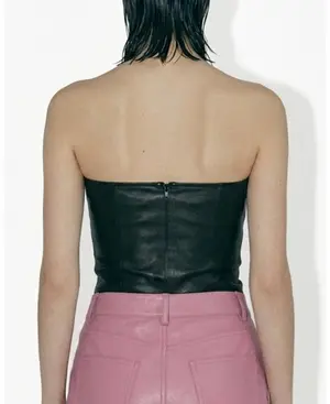 AS By DF Cinematique Stretch Leather Bustier - Black