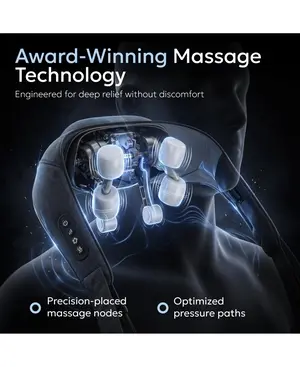 MIKO Wave Heated Neck & Back Massager With Heat, Cordless And Hands-free