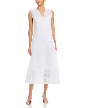 Theory Embroidered Midi Dress - White