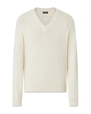 Zegna Cotton V-neck Sweater - White